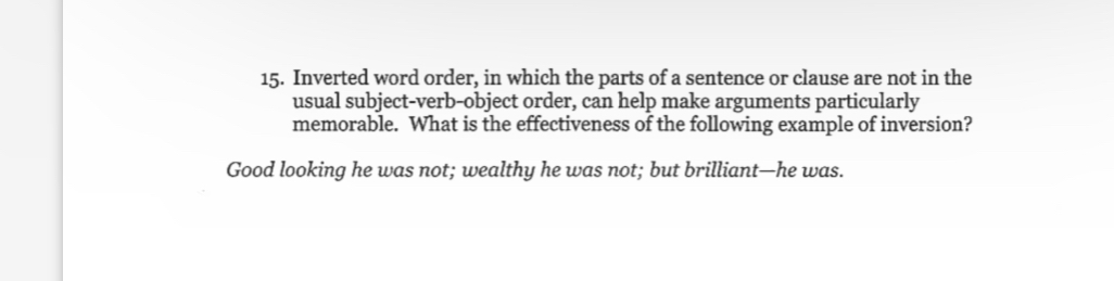 Solved Inverted word order, in which the parts of a sentence | Chegg.com