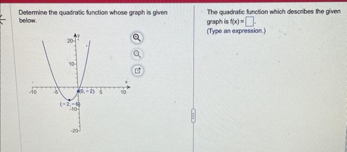 Solved Determine the quadratic function whose graph is given | Chegg.com