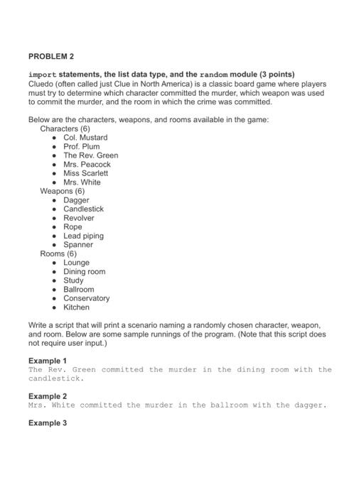 Solved Problem 2 Import Statements The List Data Type And 