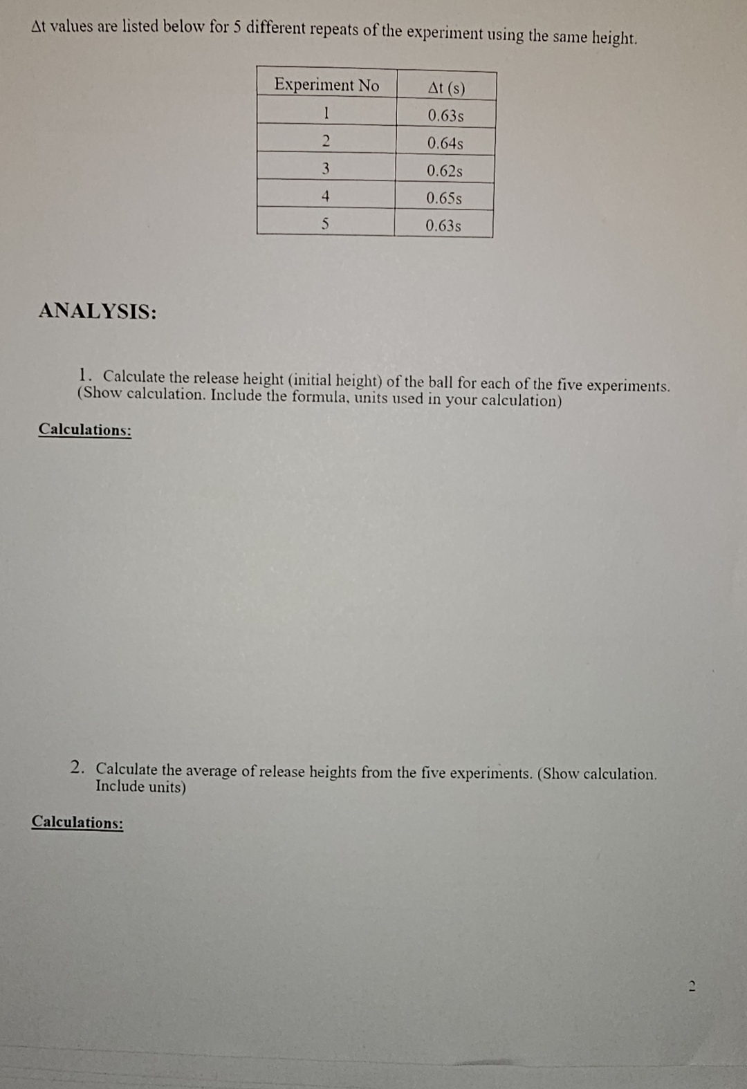 Solved Free FallINTRODUCTION: When you release a tennis ball | Chegg.com