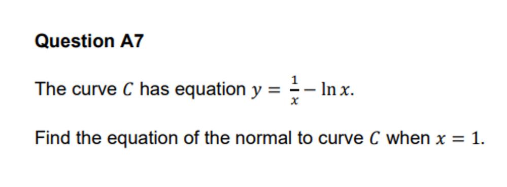 Solved Question A7The curve C ﻿has equation y=1x-lnx.Find | Chegg.com