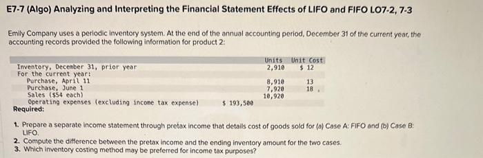 Solved E7-7 (Algo) Analyzing and Interpreting the Financial | Chegg.com