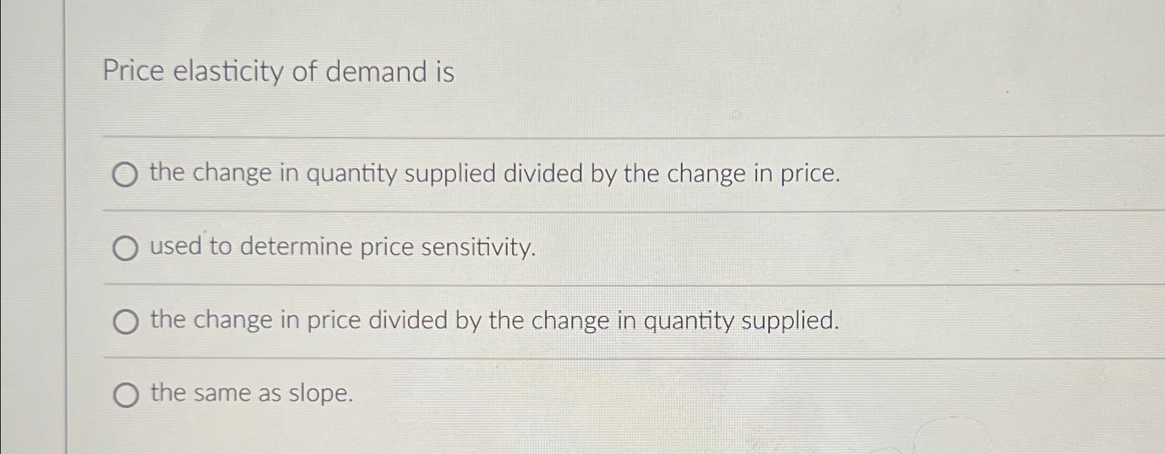 Solved Price elasticity of demand isthe change in quantity | Chegg.com