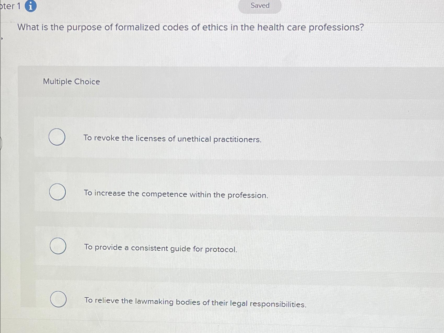 Solved What is the purpose of formalized codes of ethics in | Chegg.com
