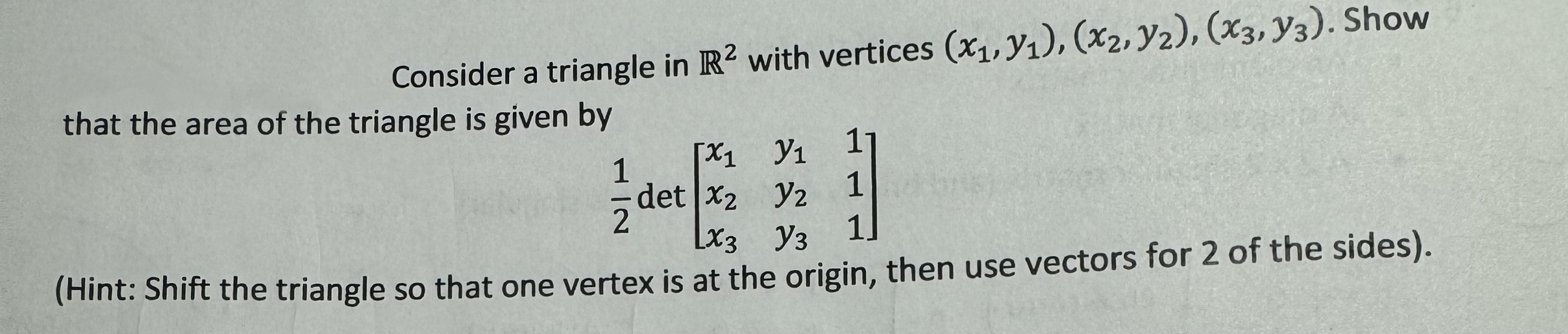 Consider a triangle in R2 ﻿with vertices | Chegg.com