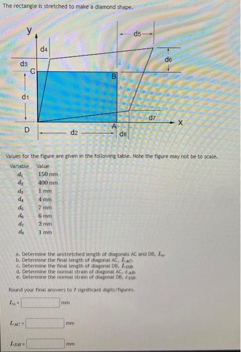Solved The rectangle is stretched to make a diamond shape. | Chegg.com