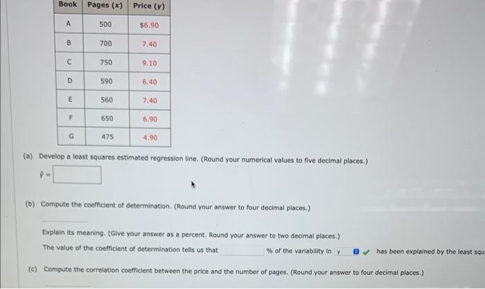 Solved (b) Compute the coefficient of determination. (Round | Chegg.com