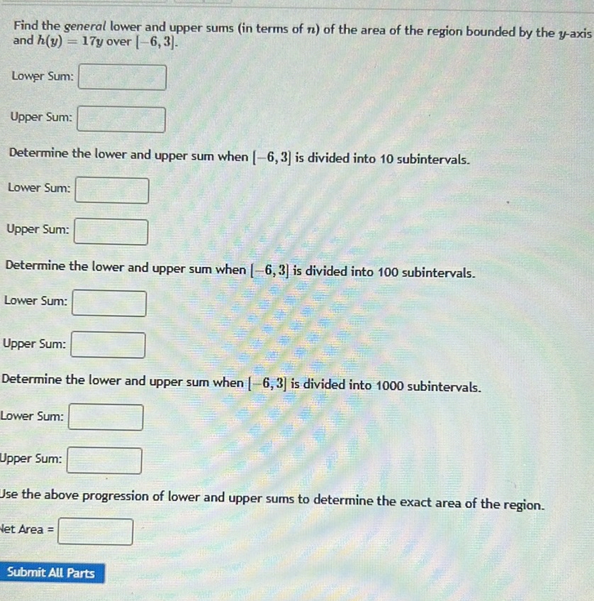 Solved Find the general lower and upper sums (in terms of | Chegg.com