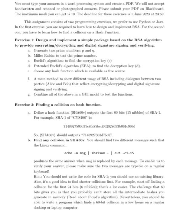 Solved You must type your answers in a word processing | Chegg.com