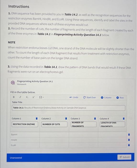 Solved Restriction Enzyme and Their Recognition | Chegg.com