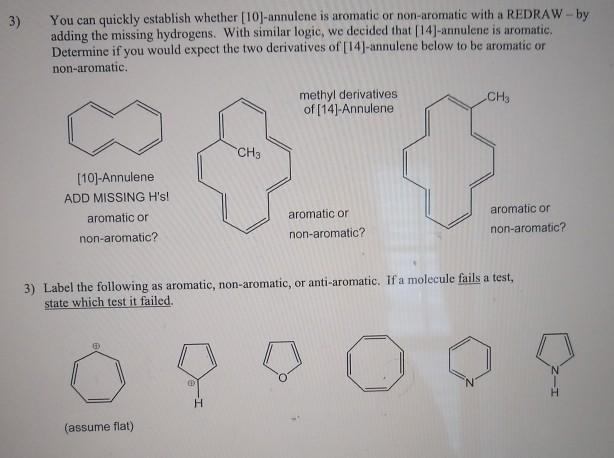 Solved 3) You can quickly establish whether [10]-annulene is | Chegg.com