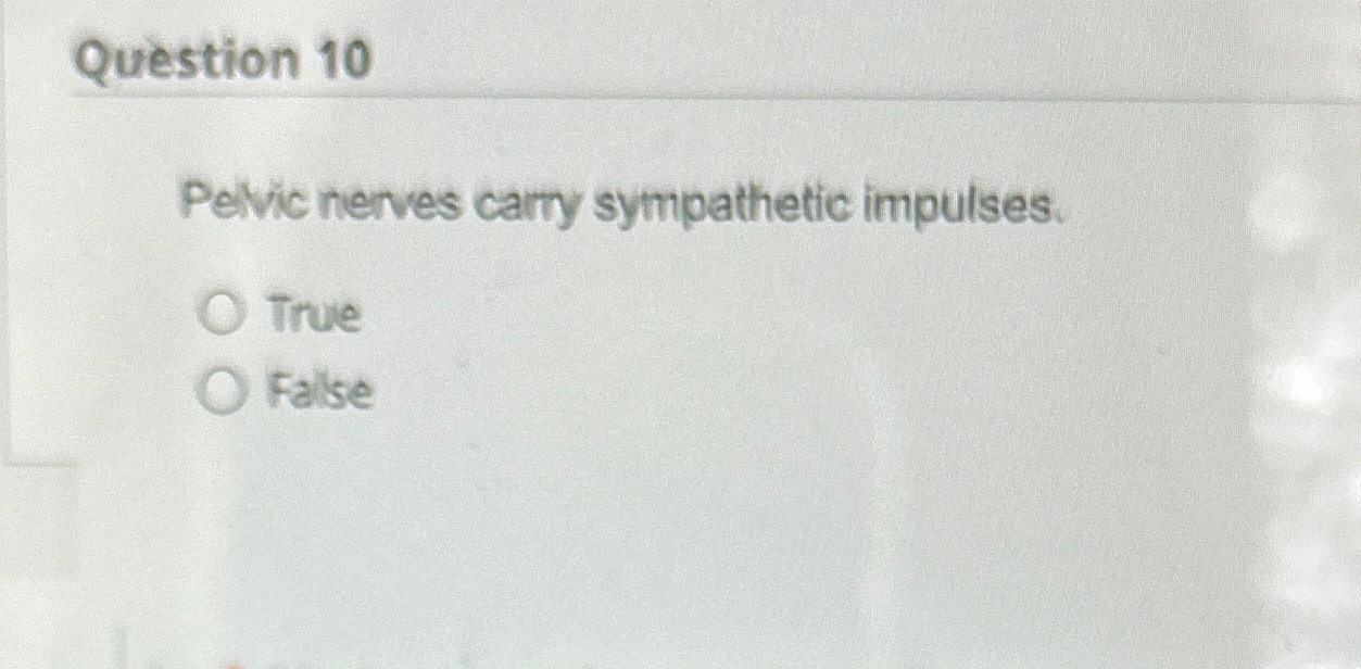 Solved Question 10Pelvic nerves carry sympathetic | Chegg.com