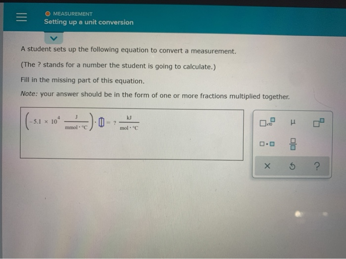 Solved MEASUREMENT Setting up a unit conversion A student | Chegg.com