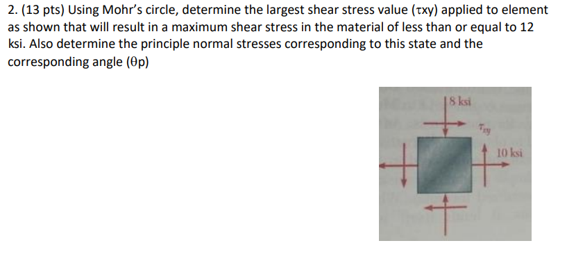 Solved 2. (13 ﻿pts) ﻿Using Mohr’s circle, determine the | Chegg.com