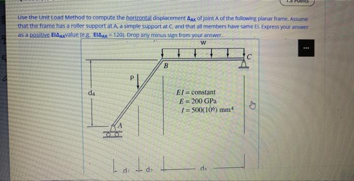 Solved Use the Unit Load Method to compute the horizontal | Chegg.com