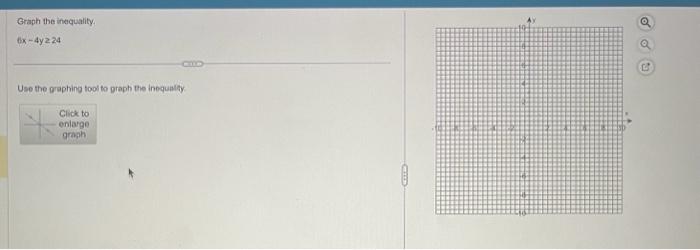 Solved Graph the inequality. 6x−4y≥24 Use the praphing tool | Chegg.com