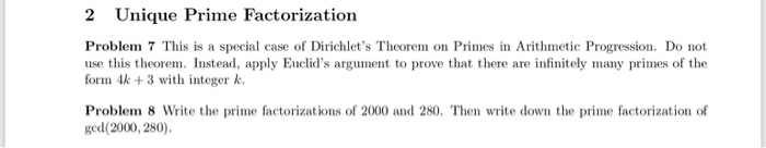 Solved 2 Unique Prime Factorization Problem 7 This is a | Chegg.com