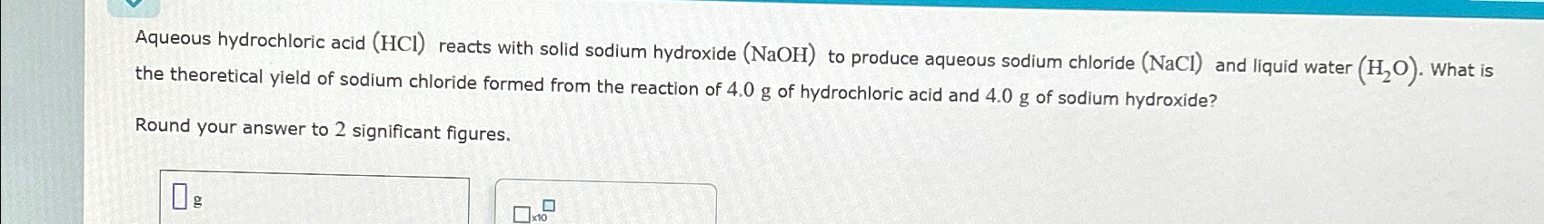 Solved Aqueous hydrochloric acid (HCl) ﻿reacts with solid | Chegg.com