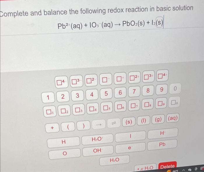 Solved Complete and balance the following redox reaction in | Chegg.com