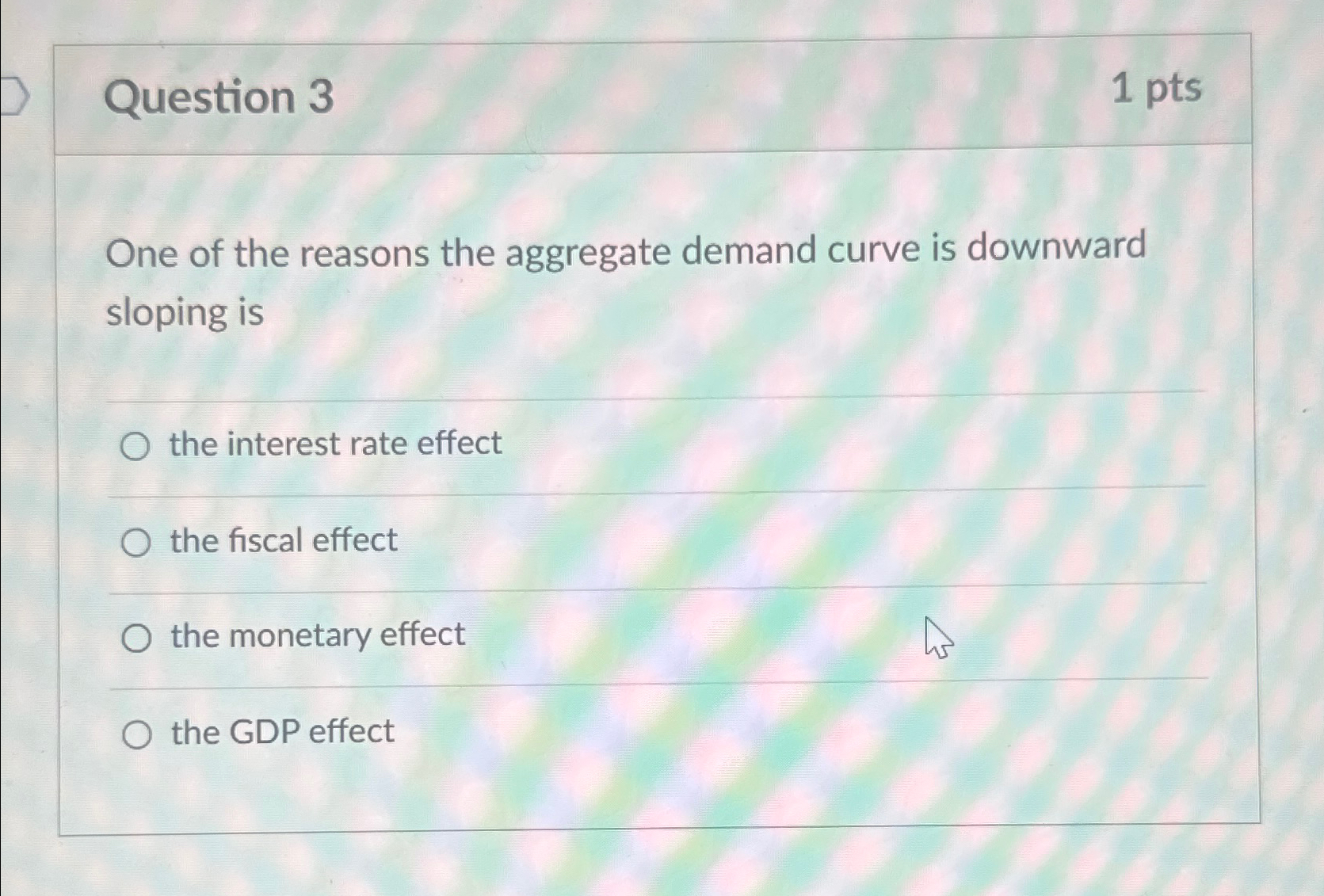 Solved Question 31ptsOne of the reasons the aggregate demand | Chegg.com