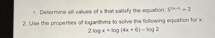 Solved 1. Determine all values of x that satisfy the | Chegg.com