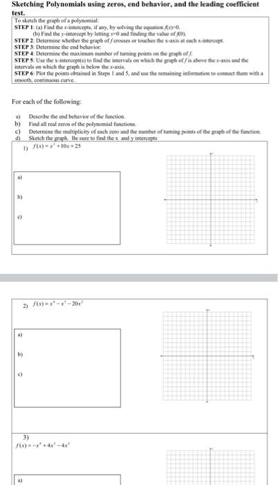 Solved Sketching Polynomials using zeros, end behavior, and | Chegg.com