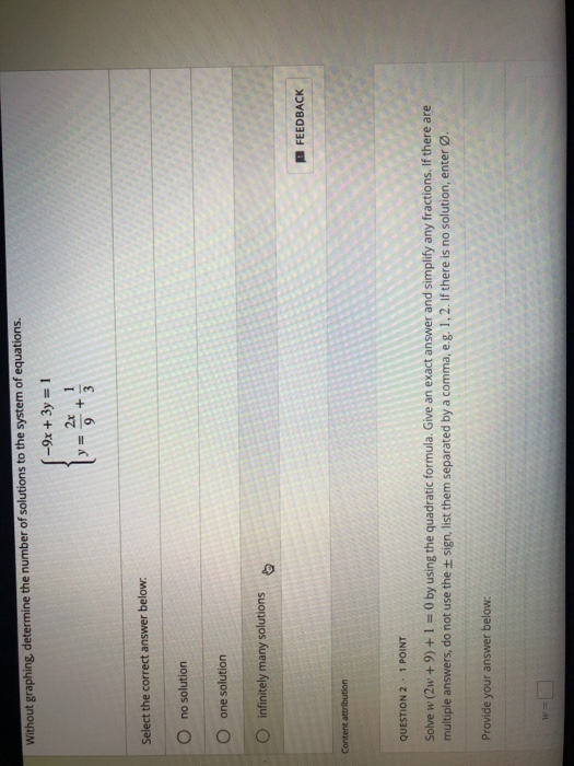 Solved Without graphing, determine the number of solutions | Chegg.com