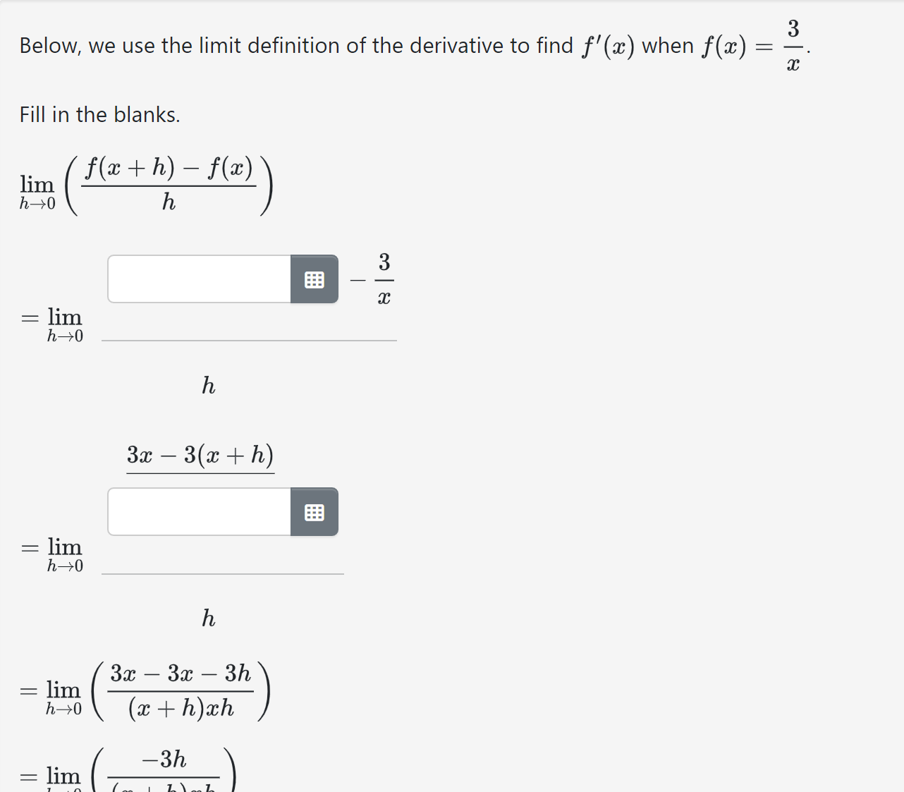 Solved Below, we use the limit definition of the derivative | Chegg.com