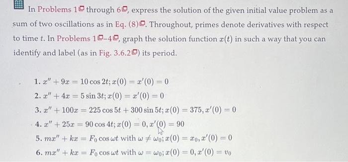 Solved In Problems 1 through 6 , express the solution of | Chegg.com