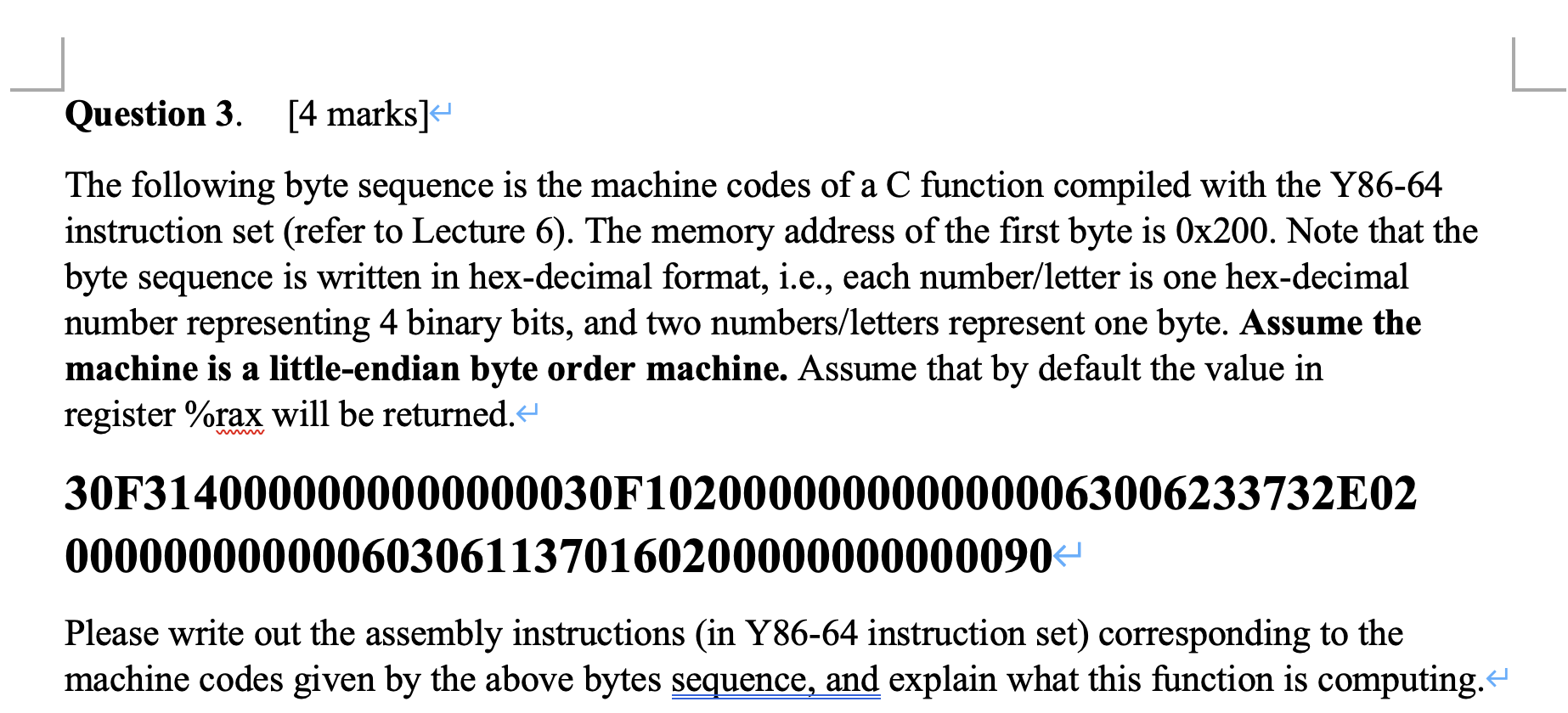 Solved Please write out the assembly instructions (in Y86-64 | Chegg.com