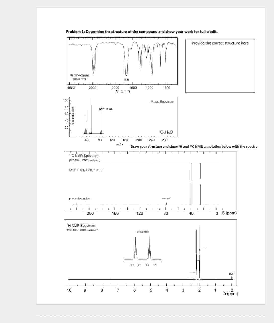 Solved Problem 1: Determine the structure of the compound | Chegg.com