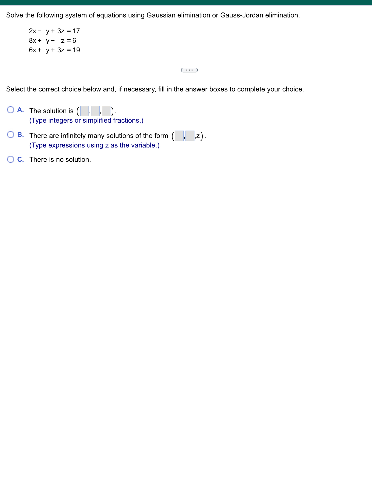 Solved Solve the following system of equations using | Chegg.com