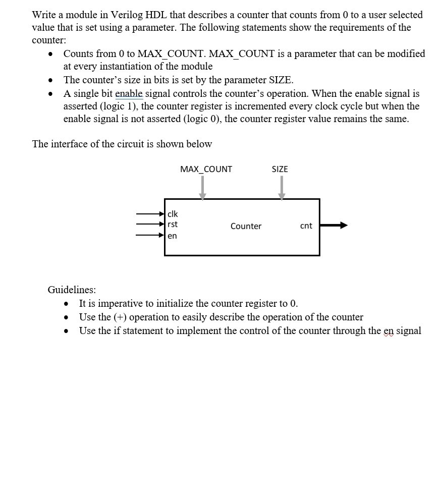 Solved Write A Module In Verilog Hdl That Describes A 