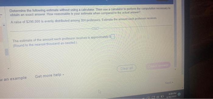 Solved Determine the following estimate without using a | Chegg.com