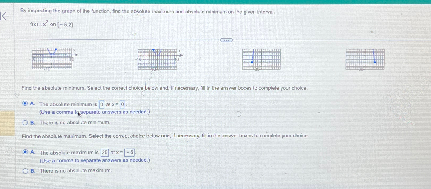Solved By inspecting the graph of the function, find the | Chegg.com