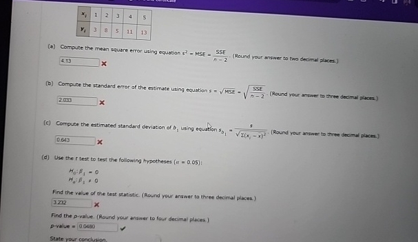 Solved \table[[xi,1,2,3,4,5],[yi,3,8,5,11,13]](a) ﻿Compute | Chegg.com