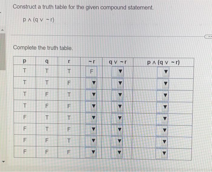 Solved Construct a truth table for the given compound | Chegg.com