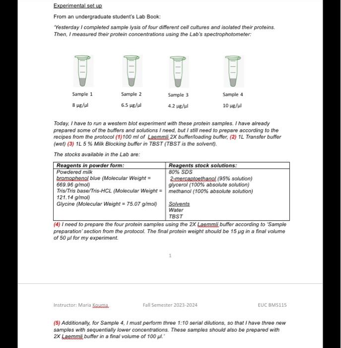 Solved 5: Perform three 1:10 serial dilutions using Sample | Chegg.com