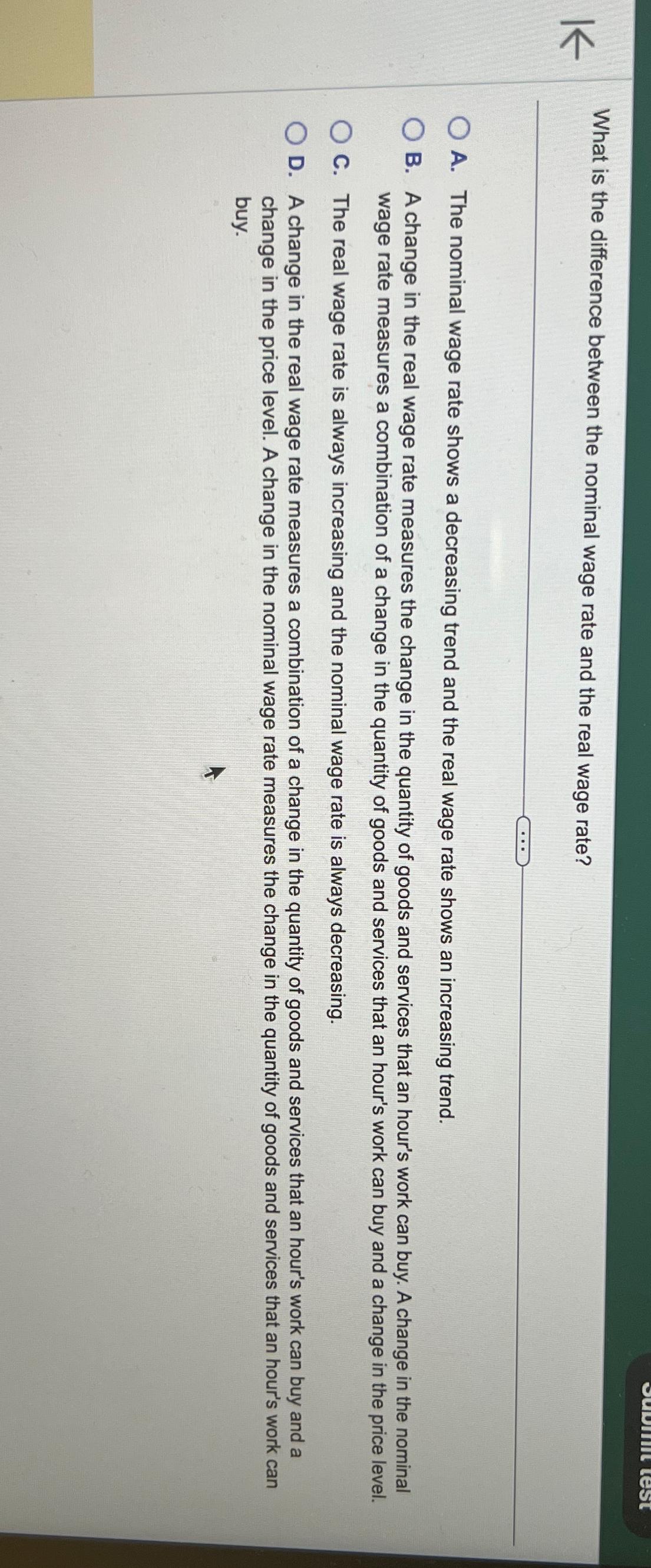 Solved What is the difference between the nominal wage rate | Chegg.com
