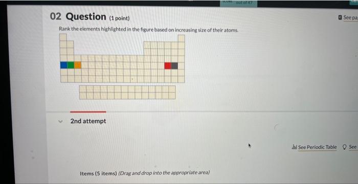 Solved Rank the elements highlighted in the figure based on | Chegg.com