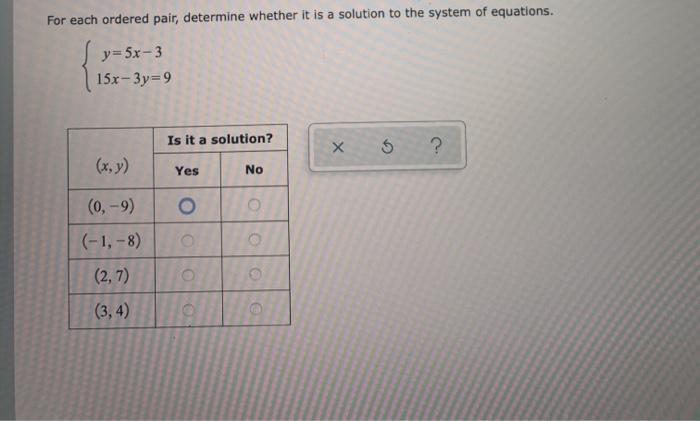 Solved For each ordered pair, determine whether it is a | Chegg.com