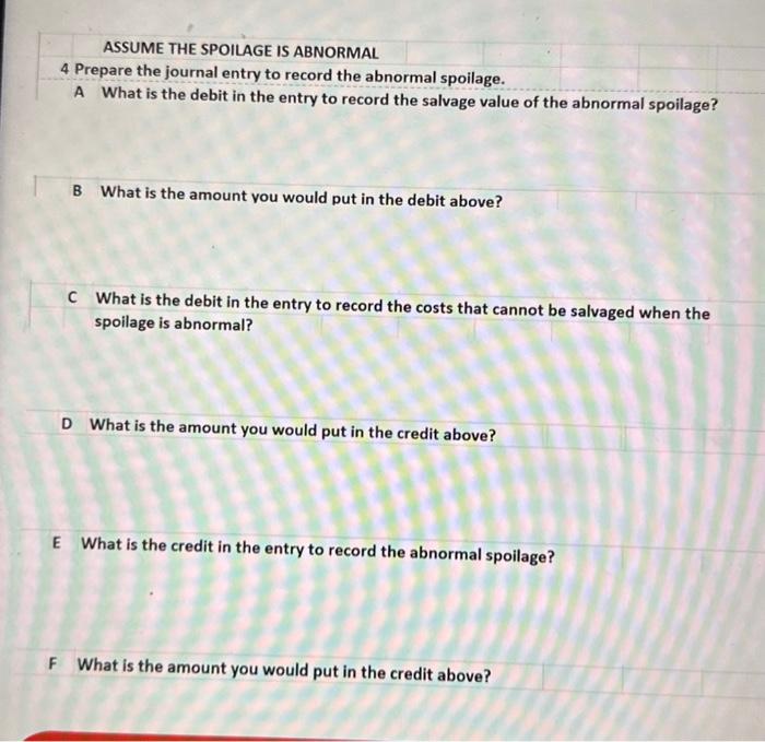 Solved JOB ORDER COSTING AND NORMAL AND ABNORMAL SPOILAGE | Chegg.com