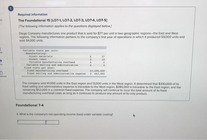 Solved Required information The Foundational 15 (L07-1, | Chegg.com