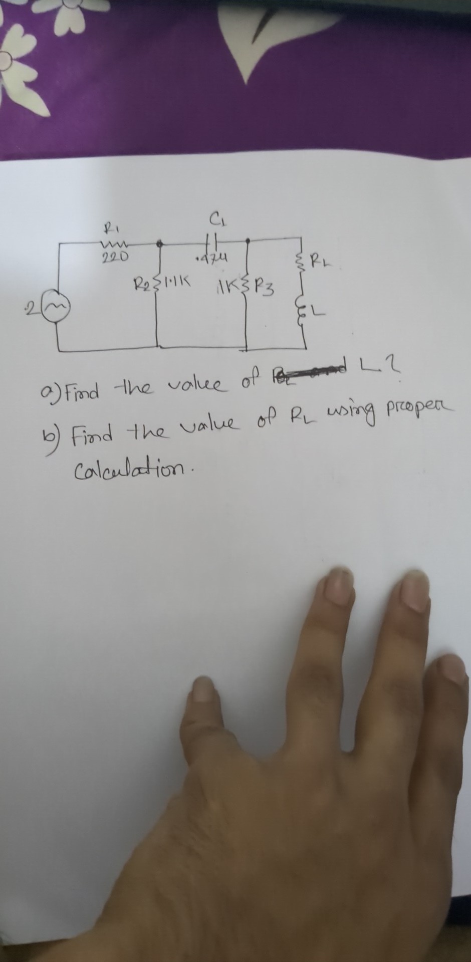 a) ﻿Find the value ofb) ﻿Find the value of RL ﻿using | Chegg.com