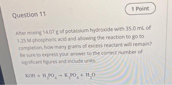 Solved After mixing 14.07 g of potassium hydroxide with 35.0 | Chegg.com