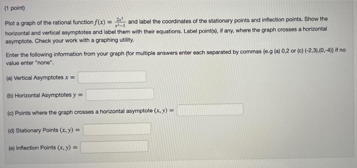 Solved Plot a graph of the rational function f(x)=x2−12x2 | Chegg.com