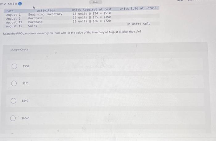 Solved am2.ch5−8 i Using the FIFO perpetual inventory | Chegg.com