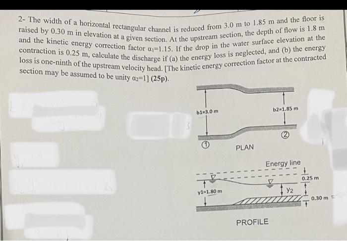 Solved 2- The width of a horizontal rectangular channel is | Chegg.com