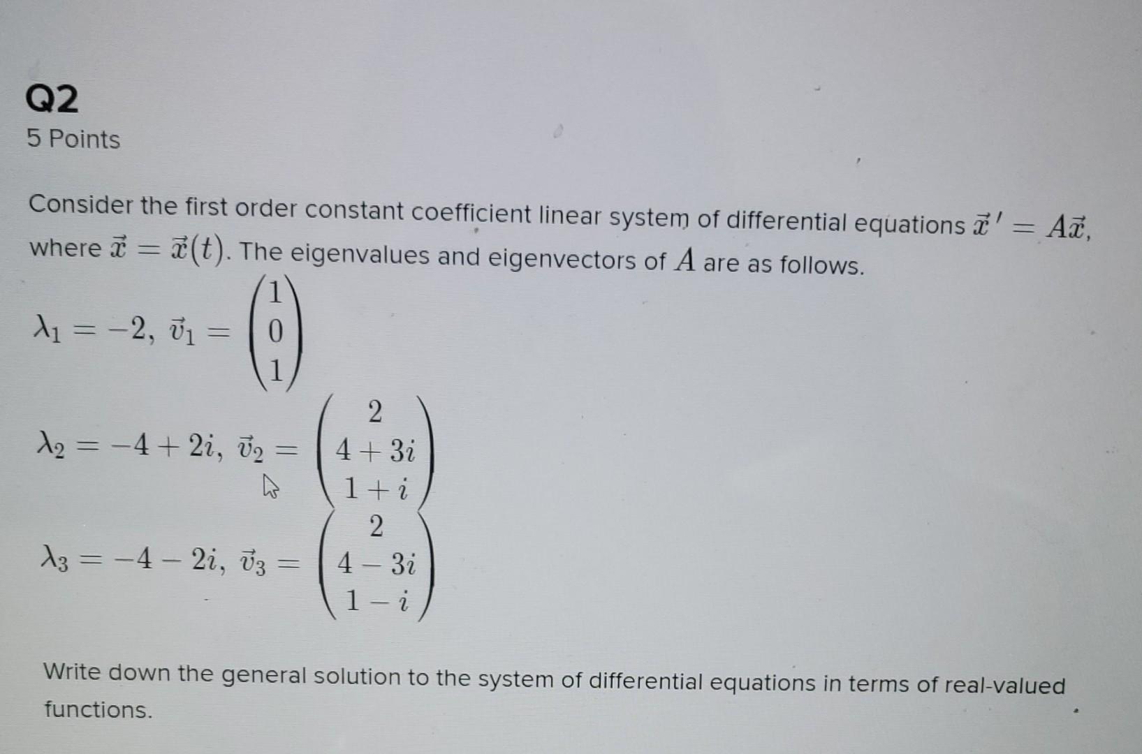 Solved Q2 5 Points Consider the first order constant | Chegg.com