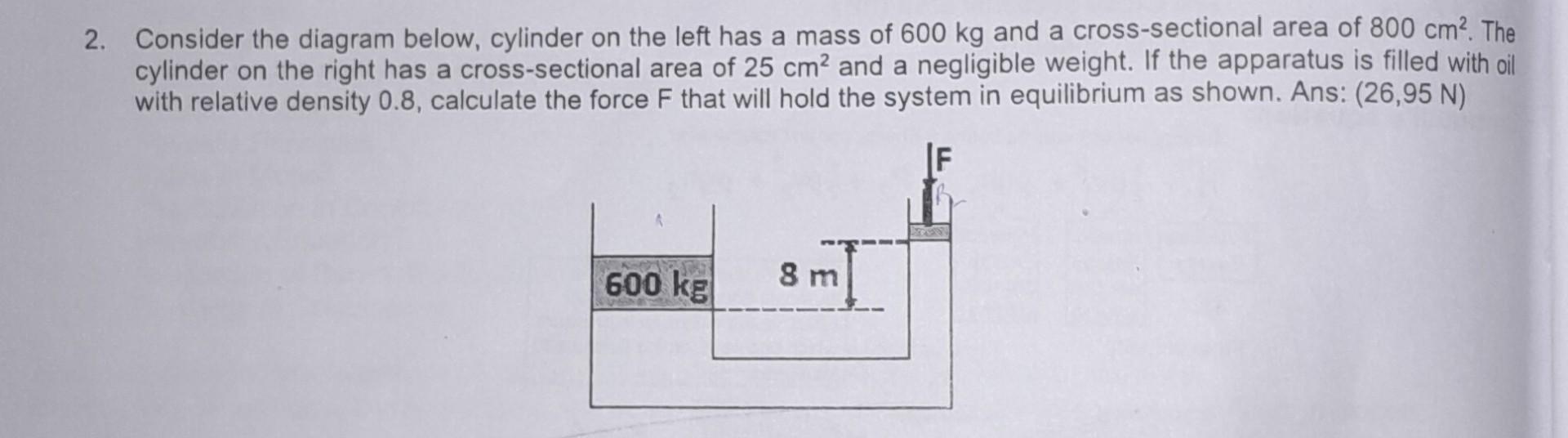 Solved 2. Consider the diagram below, cylinder on the left | Chegg.com